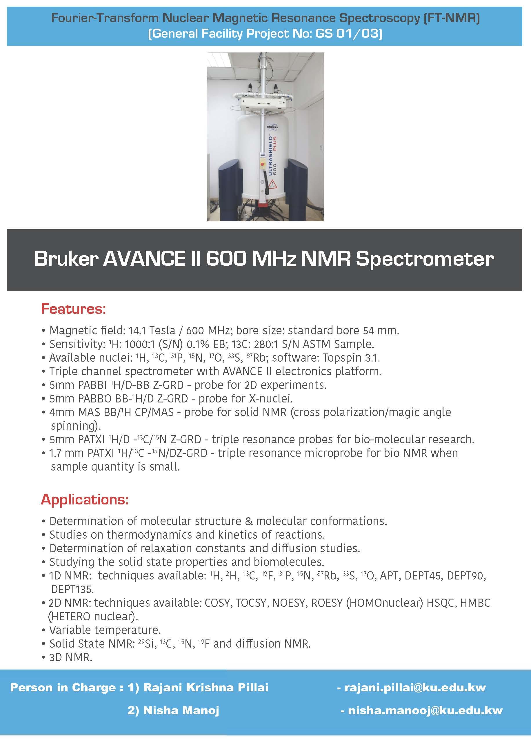 Fourier-Transform Nuclear Magnetic Resonance Spectroscopy (FT-NMR) | Kuwait University